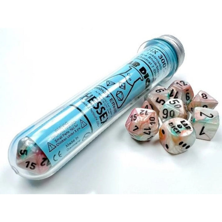 Dados Chessex Set 7 Dados Poliedricos Lustrous Sea Shell/black Luminar ...